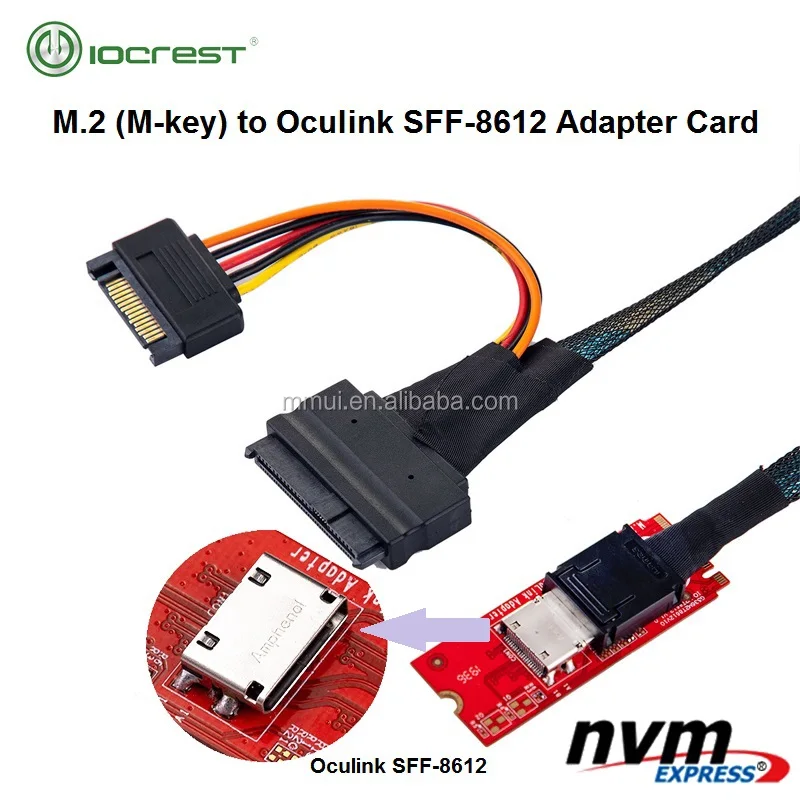 M.2 M-key PCIe 3.0 to Oculink SFF-8612 Host Adapter for NVMe SSD