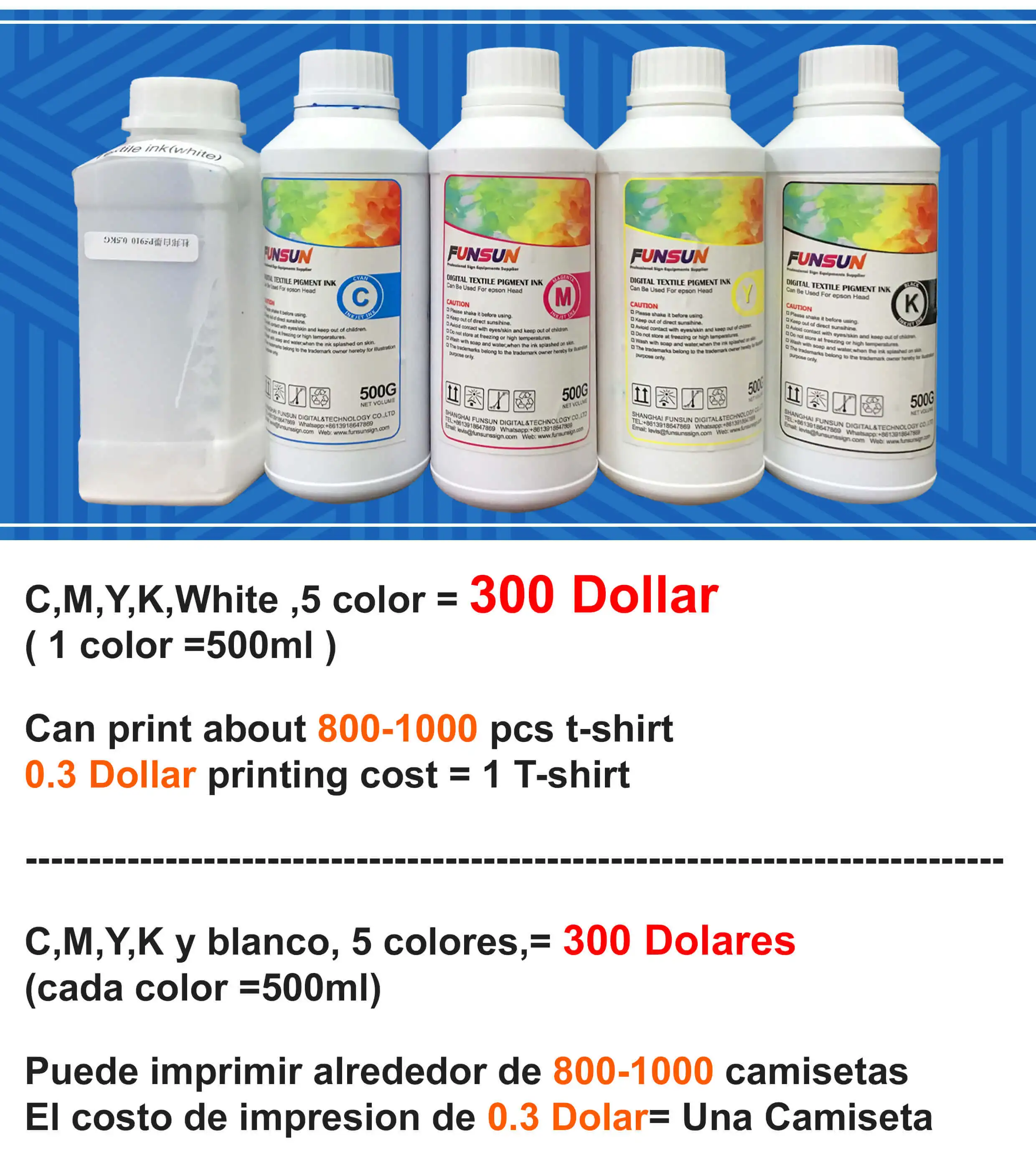 Funsun High Quality Dtg Ink For Dtg T-shirt Printing Machine - Buy ...