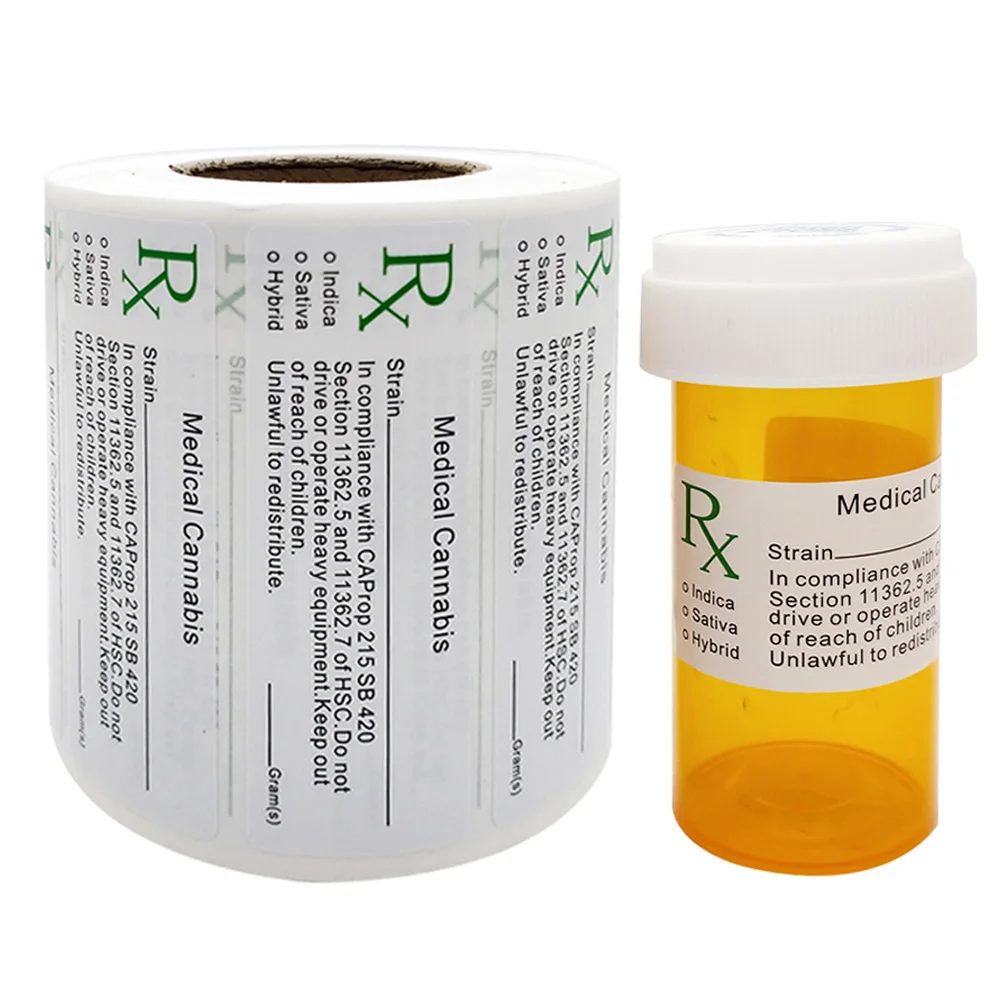 Factory Direct Printing Packaging Label Rx Medical Cannabis Medicine ...