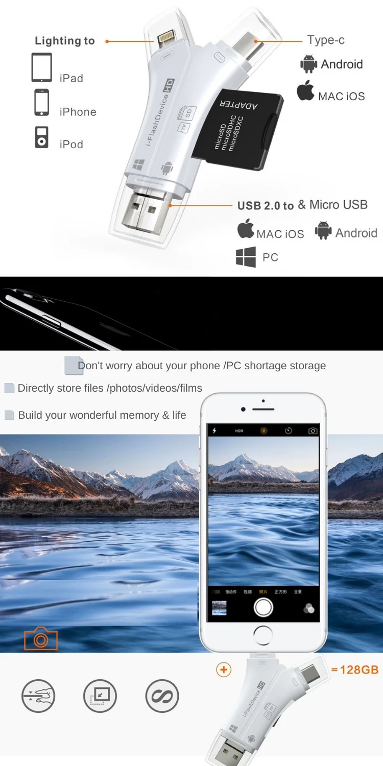 4-in-1 Multi-function Card Reader Dual Card Sd Tf Memory Card High ...
