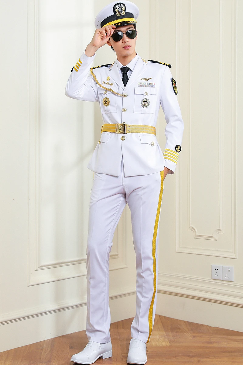 White Merchant Officer Uniform Set for Adults - Shop Uniform, OEM