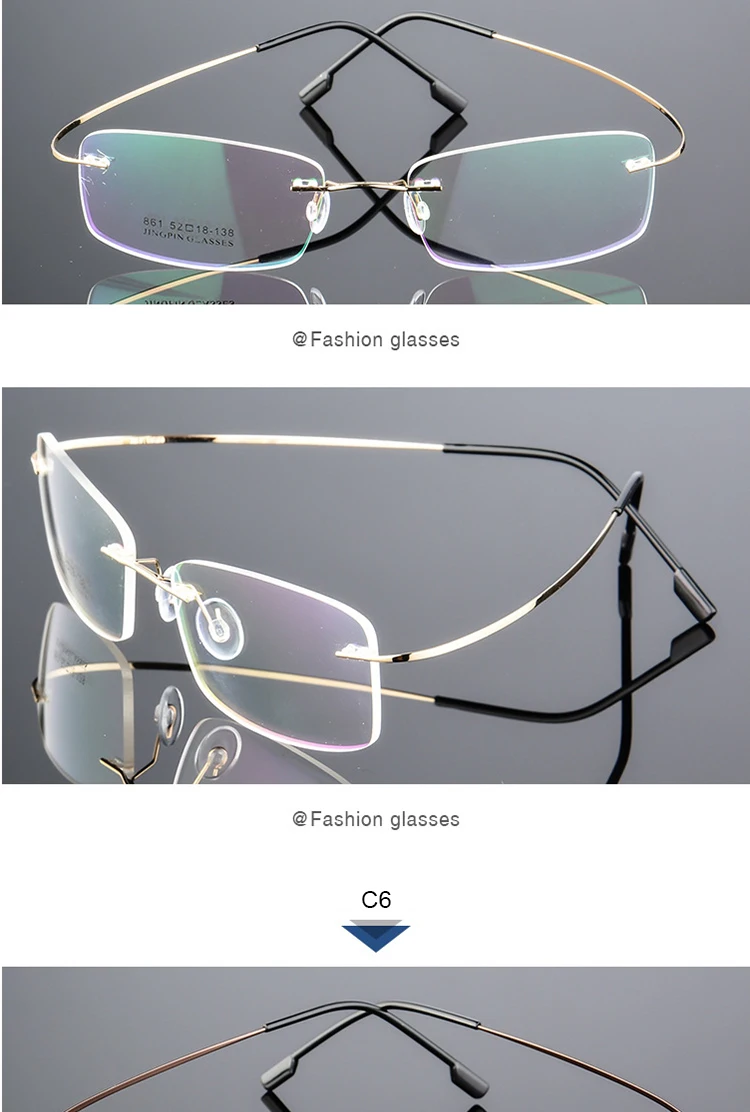 Hot Sale Ultralight Rimless Glasses Frames Memory Titanium Alloy ...