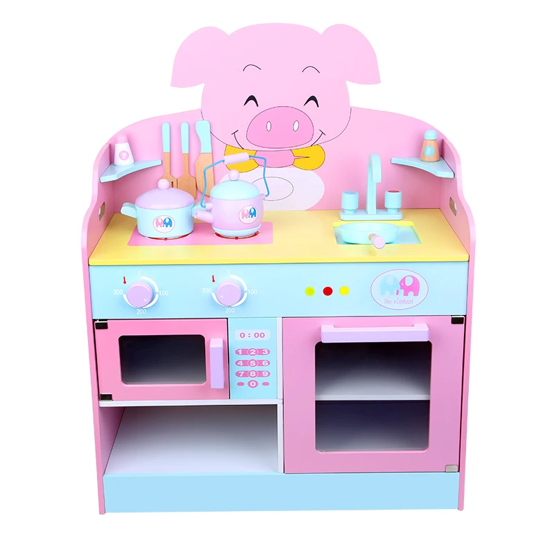 Cute Cartoon Animal Children's Piggy Kitchen Pretend Play Wooden ...