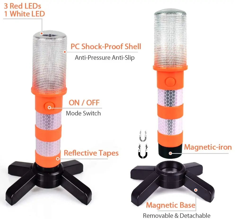 Road Safety Traffic Warning Stick With Torch,2 In 1 Warning Stick With ...