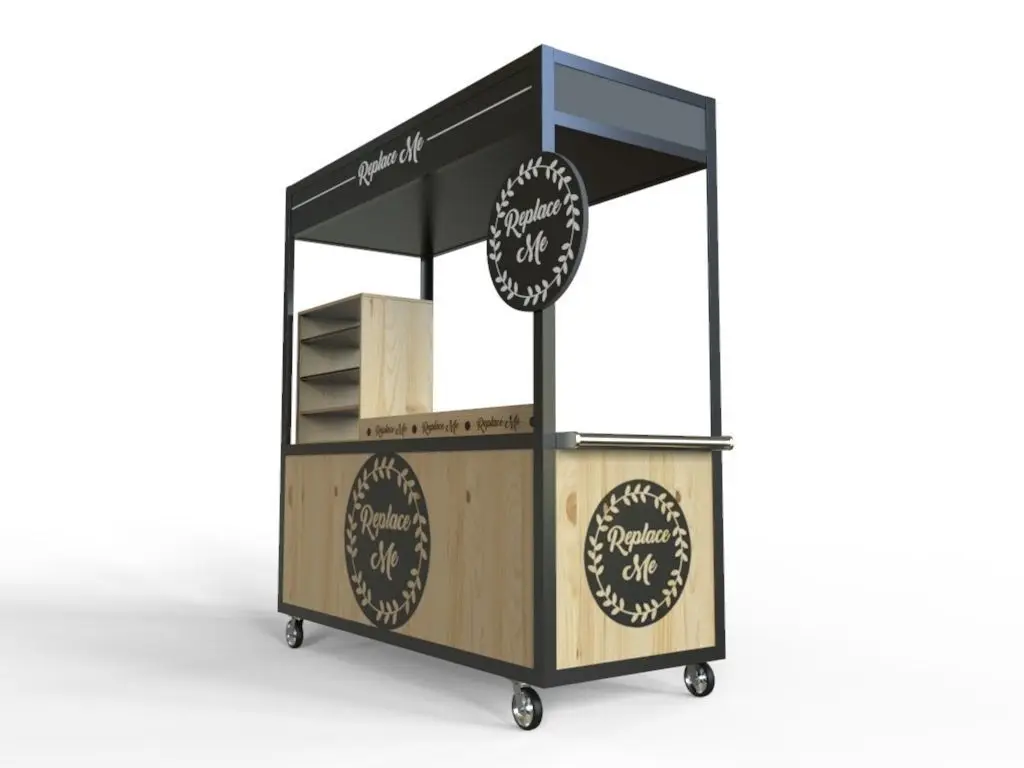 Wooden Coffee Cart Design | Modern Outdoor Mini Cafe Stand for Sale ...