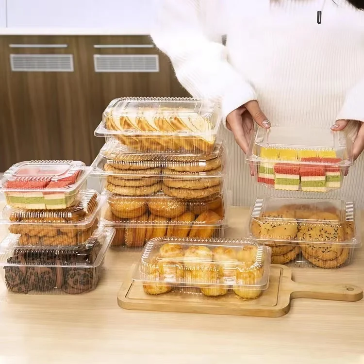 Disposable OPS Clamshell Dessert Sushi Fruit Containers