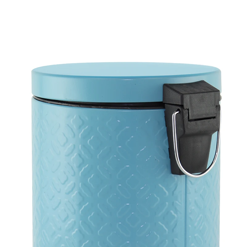 Embossing Blue Metal Trash Bin/waste Bin Advertising Trash Can - Buy ...