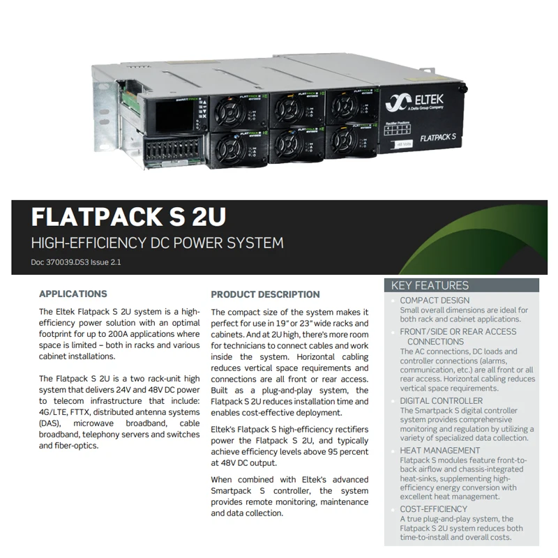 Eltek Flatpack S 2U DC Power System - Reliable Telecom Supply