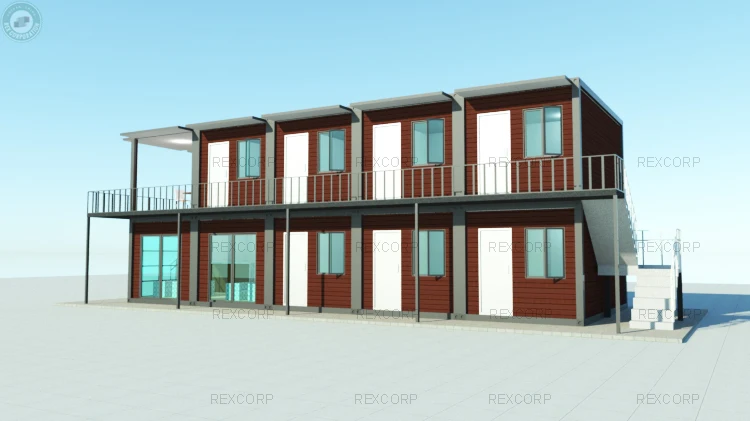 2 Storey Low Cost Prefab Motel Rooms - Durable & Modern