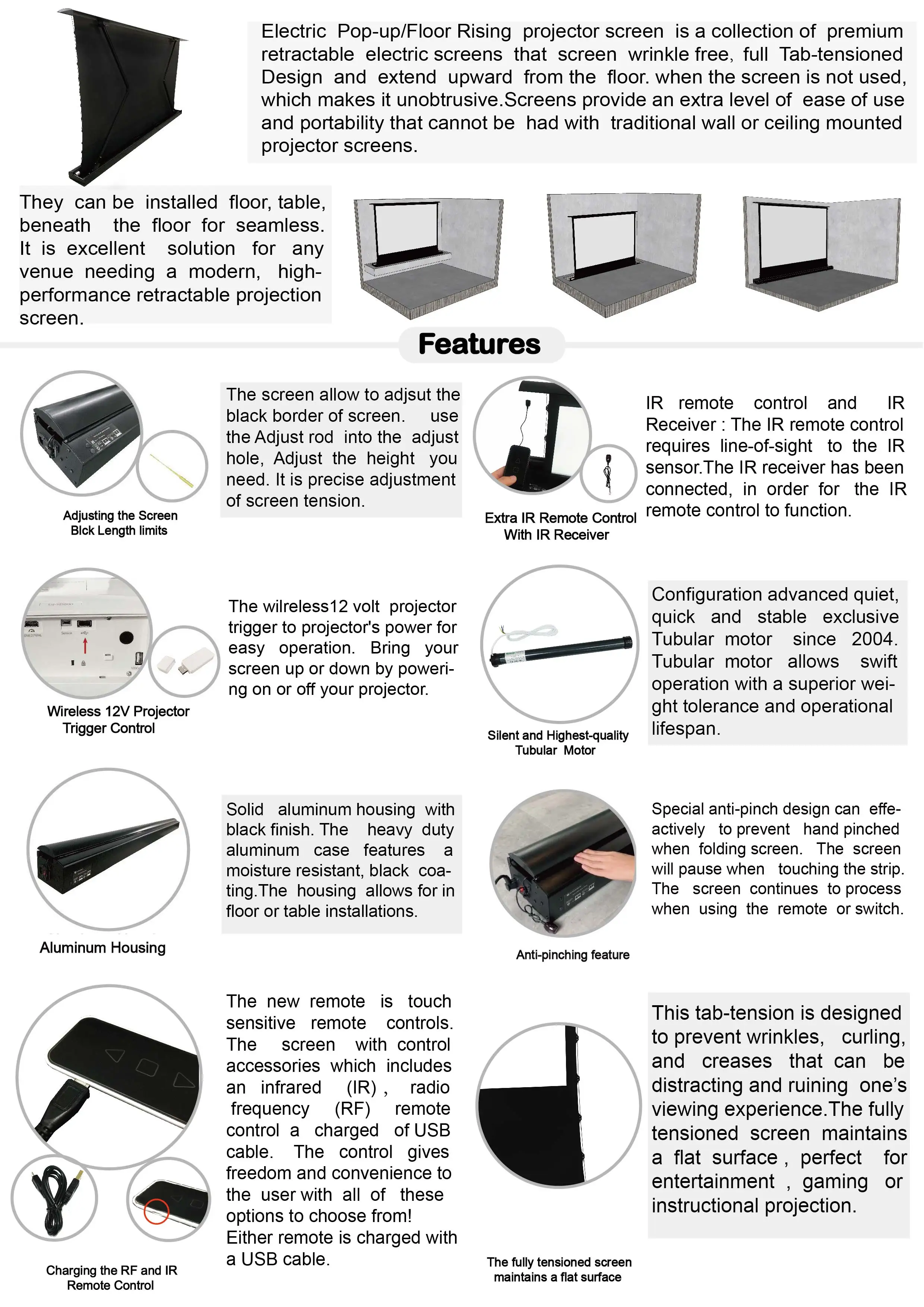 Vividstorm Electric Tab-tensioned Floor Screen,Perforate Acoustically ...