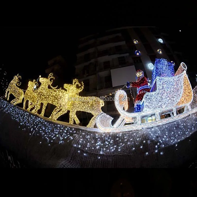 Life Size LED Acrylic Santa Sleigh for Christmas Displays