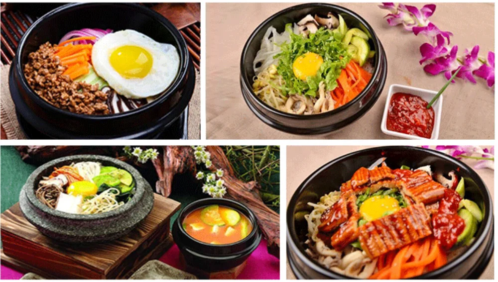 Crazy Korean Stone Dolsot Bowl Sizzling Cooking Pot with Tray & Clamp ...