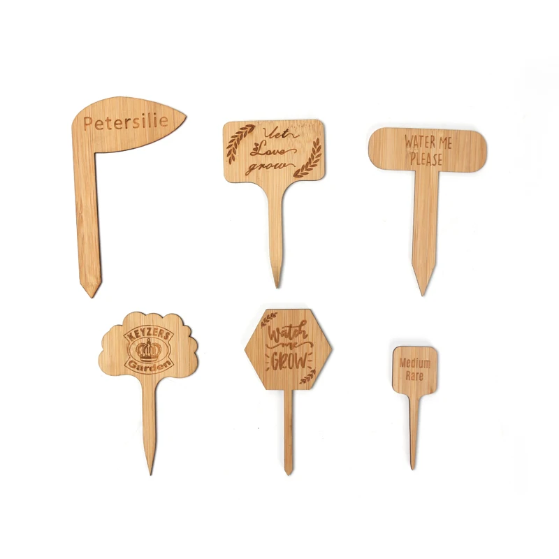 Custom Bamboo Tag Wood Garden Plants Labels T-Type/Square Round ...