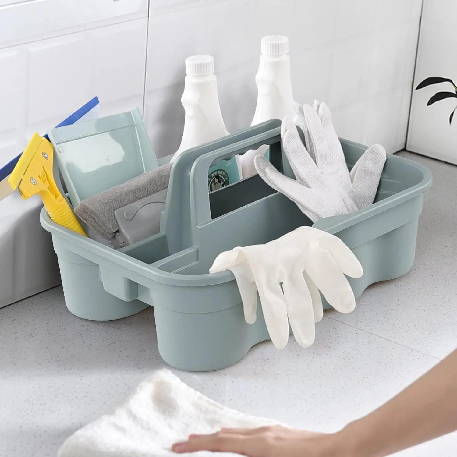 Modern Deluxe Rectangle Janitorial Cleaning Caddy Injection Molded ...