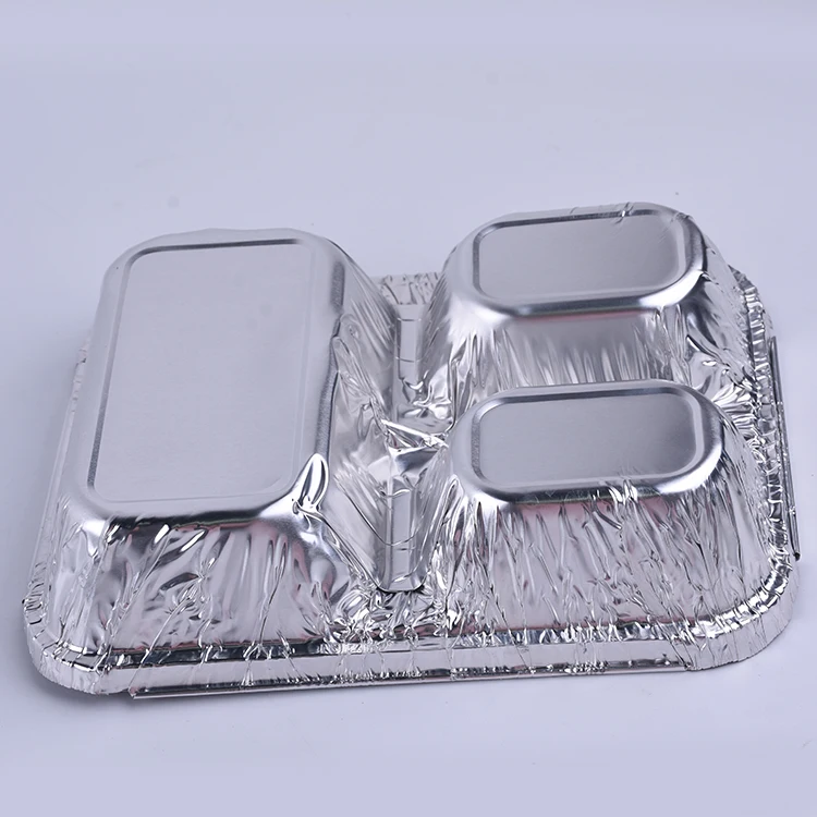 3 Compartment Aluminum Foil Container - Disposable & Versatile
