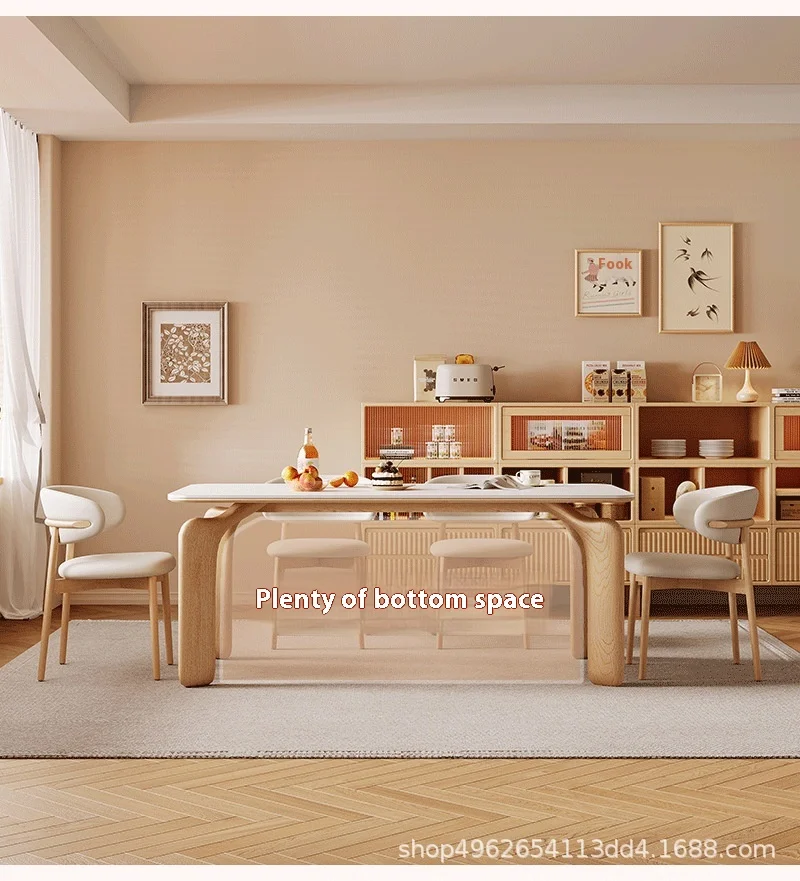 Modern Elephant Leg Dining Table Set Rectangular Scandinavian for Small ...