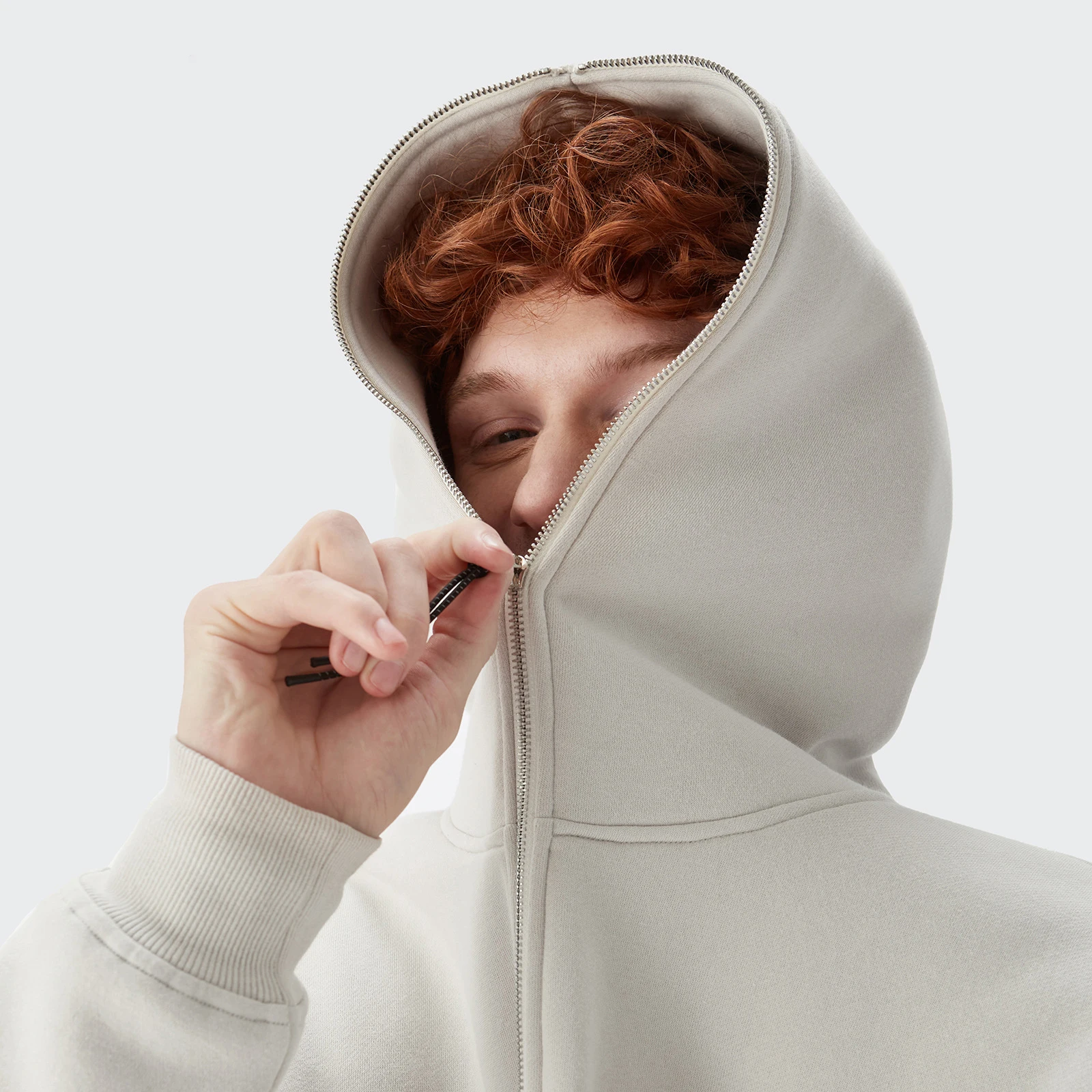 Custom Heavyweight Blank Streetwear Full Face Zip Up Hoodies Mens Thick ...