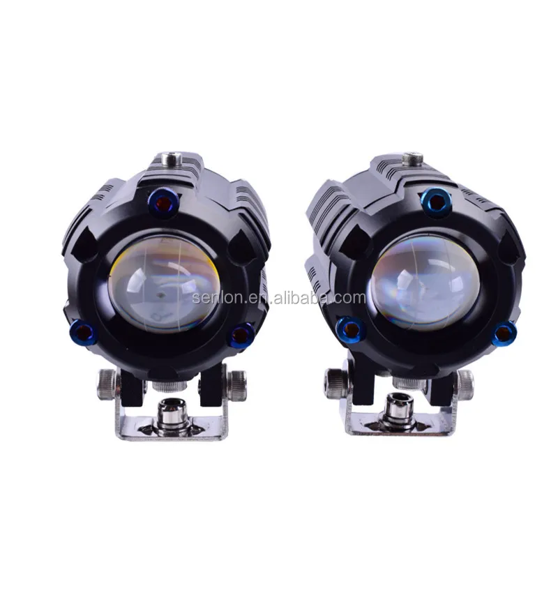Led Motorcycle Headlight Waterproof Dual Color Mini Driving Light ...