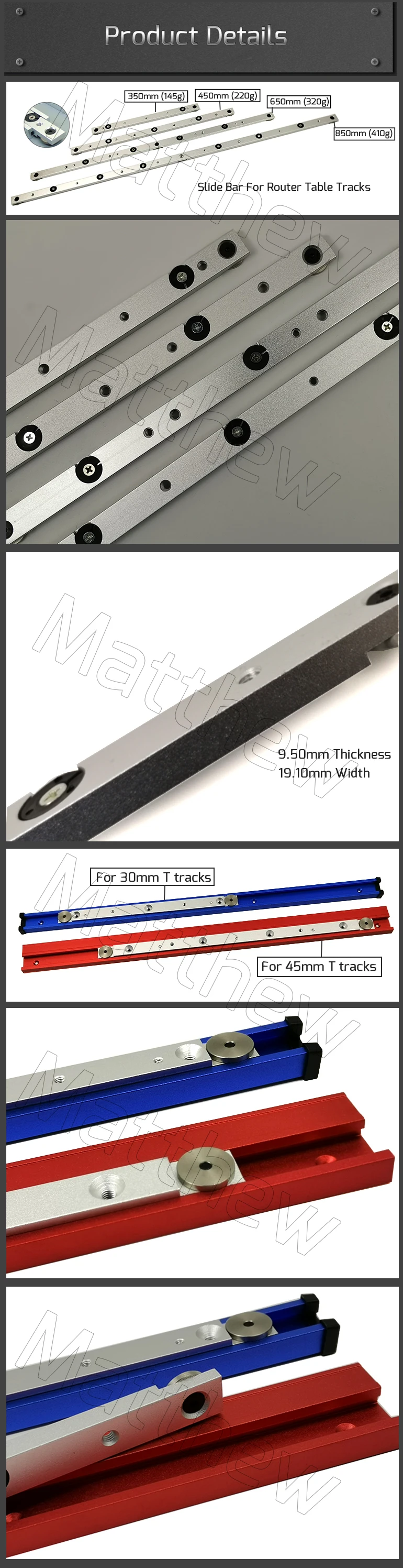 Quick Fix Aluminum Jig Sliding Bar For Router Table Track 30 And 45 ...