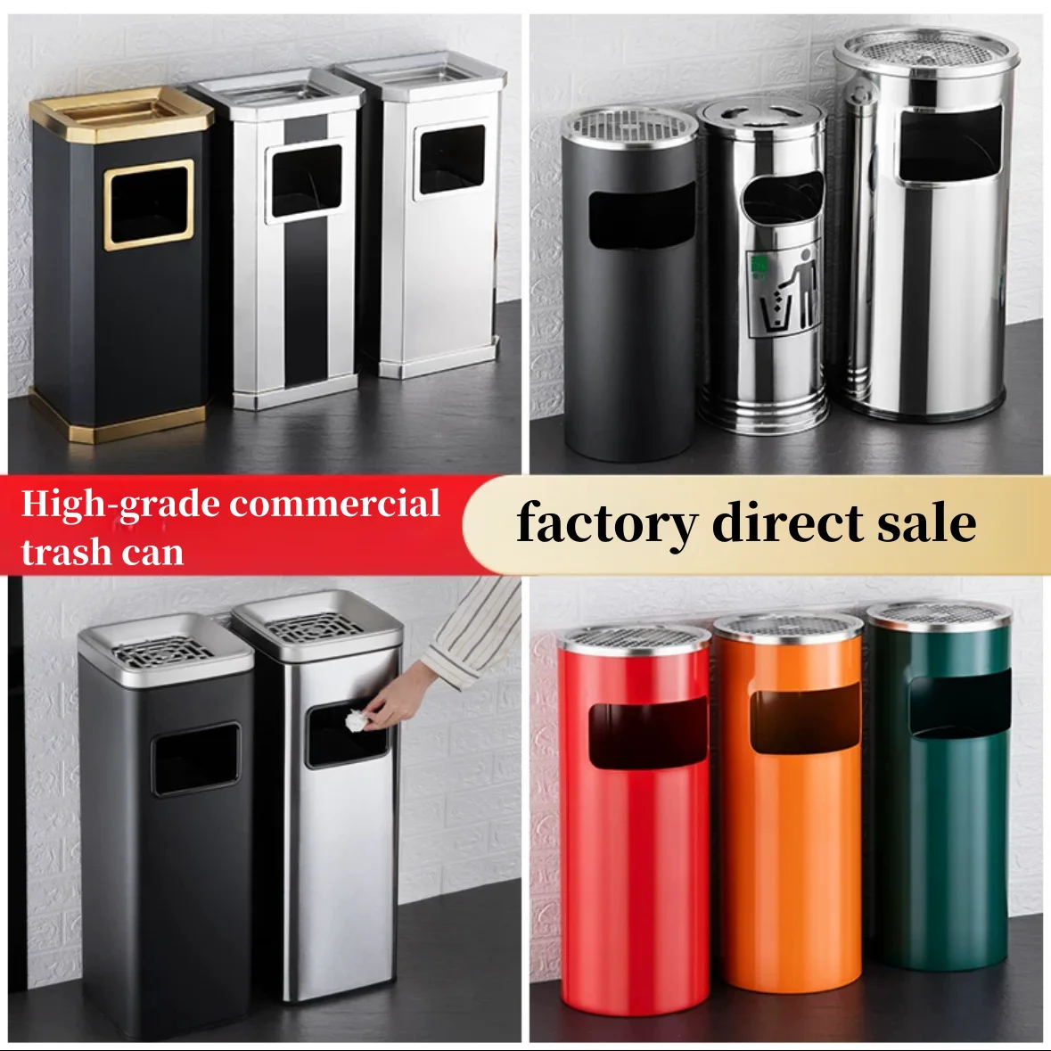 Customized Stainless Steel Standing Waste Bins Recycle Trash Can For ...