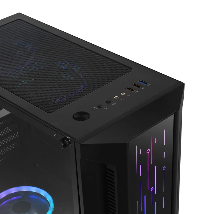 Full Metal Mesh Front Panel Gaming PC Case with ATX Power Supply Shroud ...