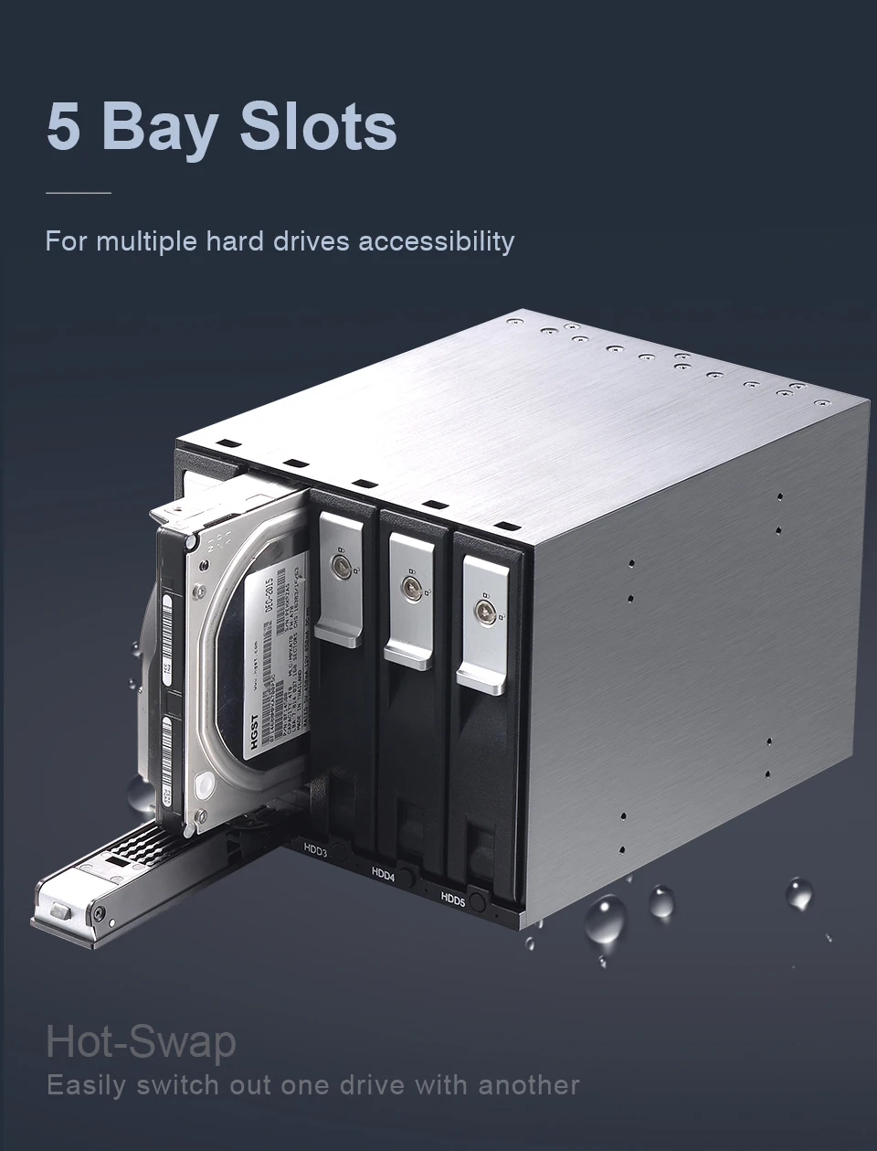 5-Bay 3.5" Aluminum SATA/SAS Hot Swap HDD Mobile Rack Enclosure for ...