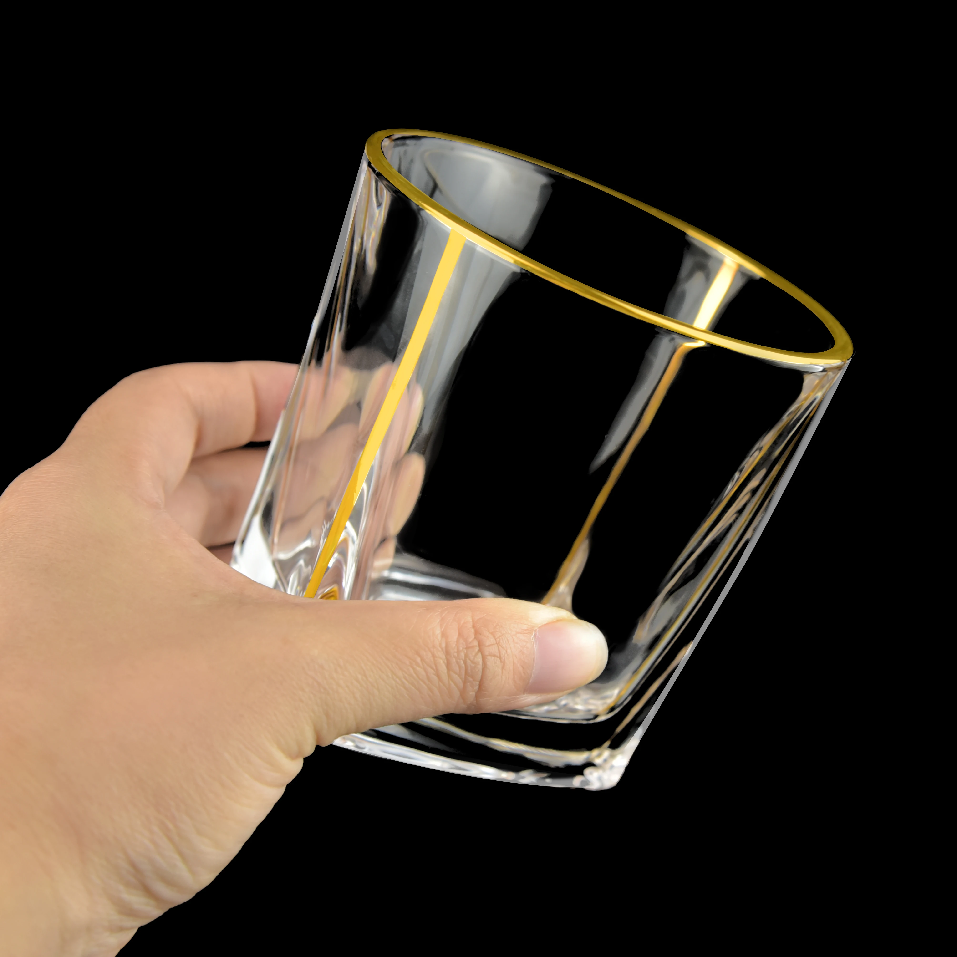 N22 Modern Luxury Whiskey Crystal Glass Tumbler Golden Line Painted ...
