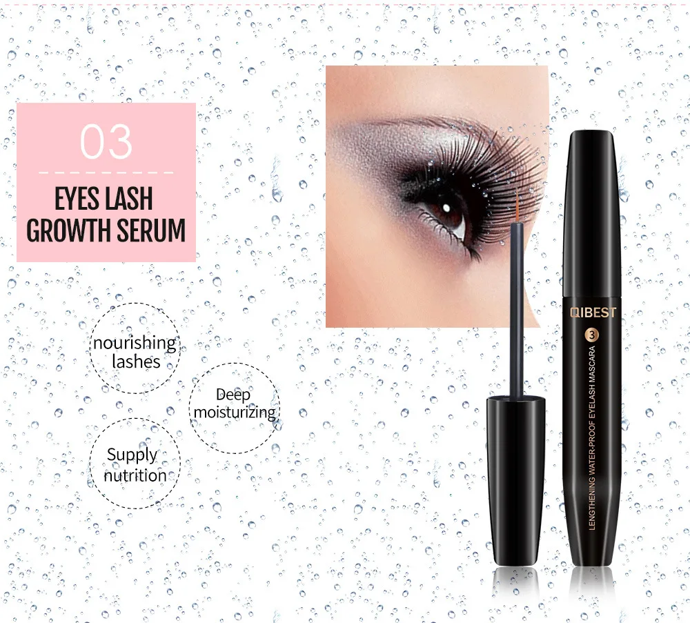Qibest Eyes Makeup Eyelash Growth Serum 4d Fiber Lash Mascara Eyelash