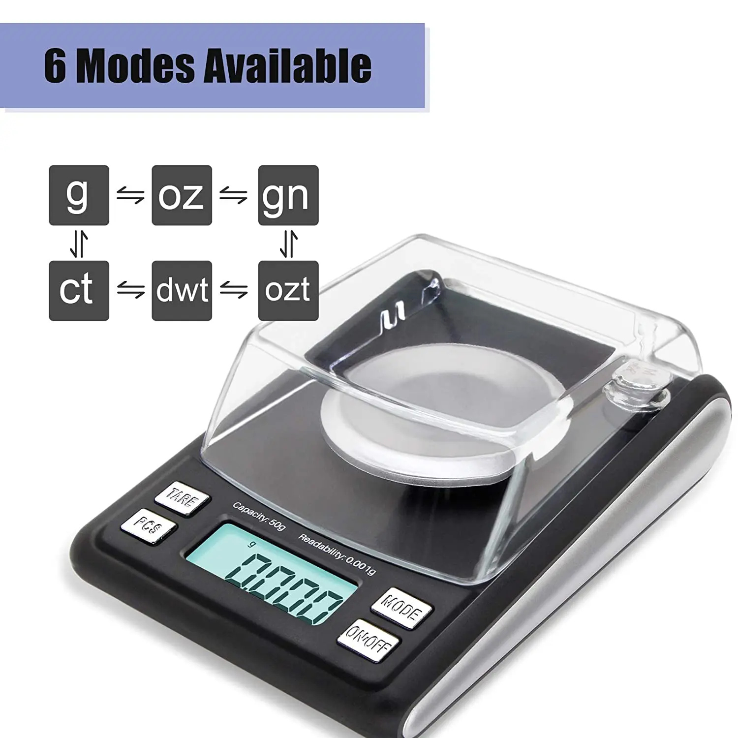 Milligram Scales 50g/0.001g Portable Digital Jewelry Scales with LCD Display with 20g ...