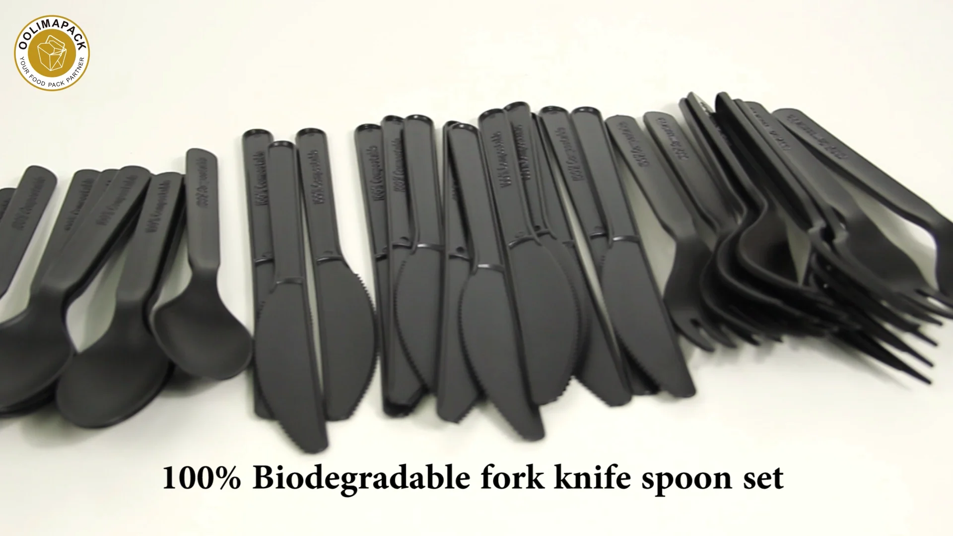 Biodegradable Flatware 100% Compostable Disposable Cpla Cutlery Set Black 170mm Fork Knife Spoon ...