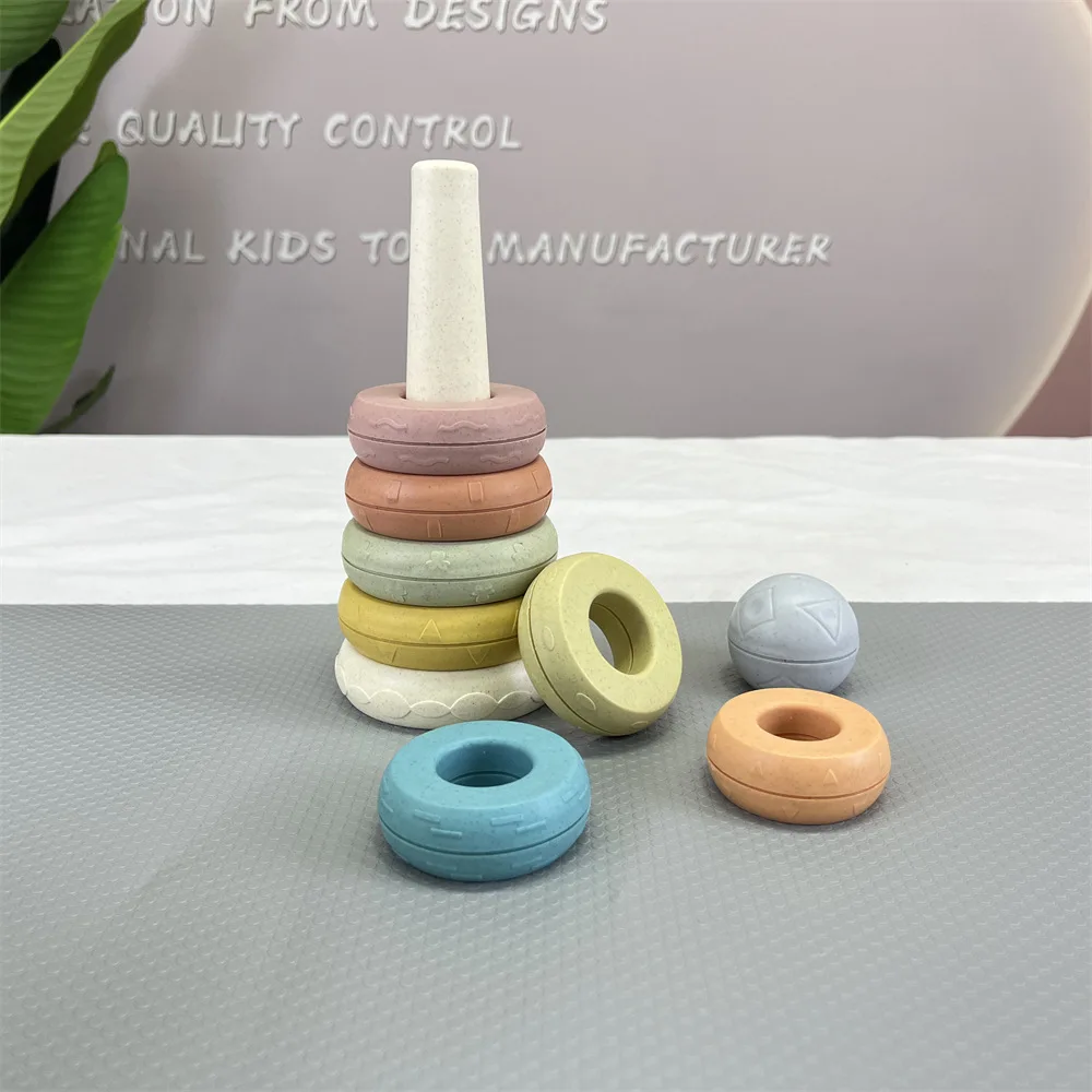 Rainbow Tower Ring Stacking Ring Baby Puzzle Early Education Toys Baby ...