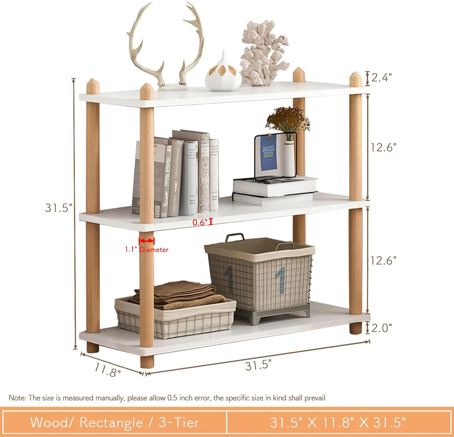 Modern Free-Standing White Rectangular Bookshelves 3 Floors Open ...