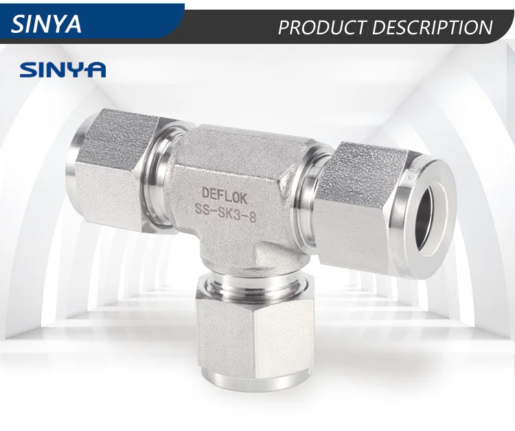 Instrument Double Ferrule Compression 1/16"~1" Stainless Steel 316 Tube Fitting Union Tee ...