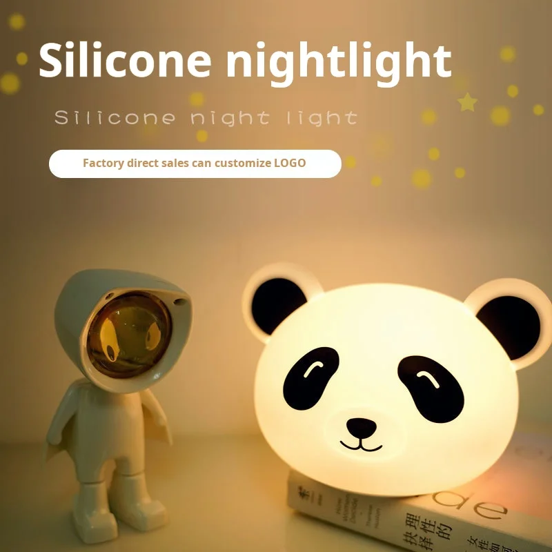 Modern Living Room Bedroom Pat Soft Silicone Panda Night Light Usb ...