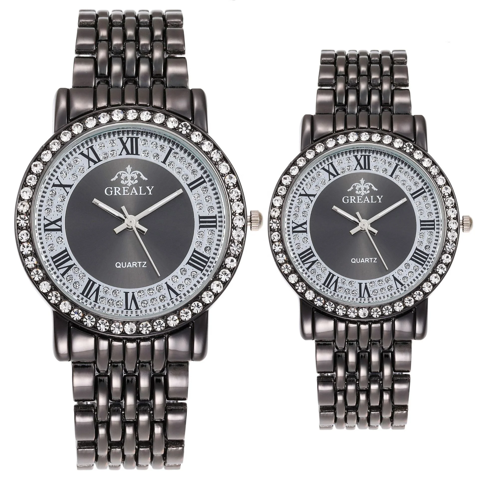 Luxury Gold Diamond Couples Watches Set for Lovers