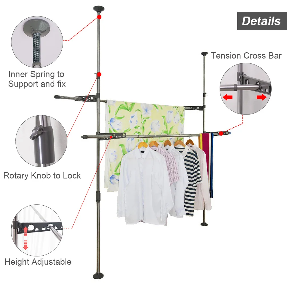 Baoyouni — Support De Séchage À Double Pôle Réglable,Pour Vêtements ...