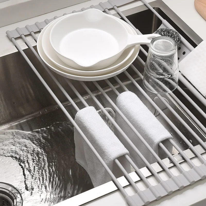 100% Food Grade Kitchen Collapsible Silicone Draining Rack Silicone ...