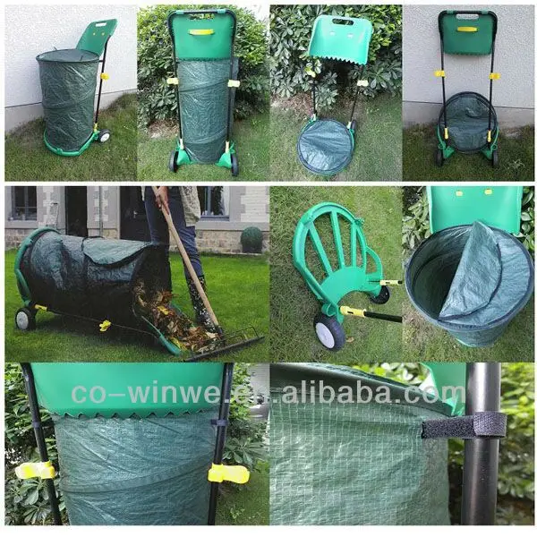 Portable Garden Leaf Cart with Removable Bag - All-season