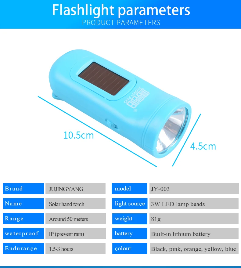 JUJINGYANG Multifunctional Hand-Cranked Rechargeable Flashlight