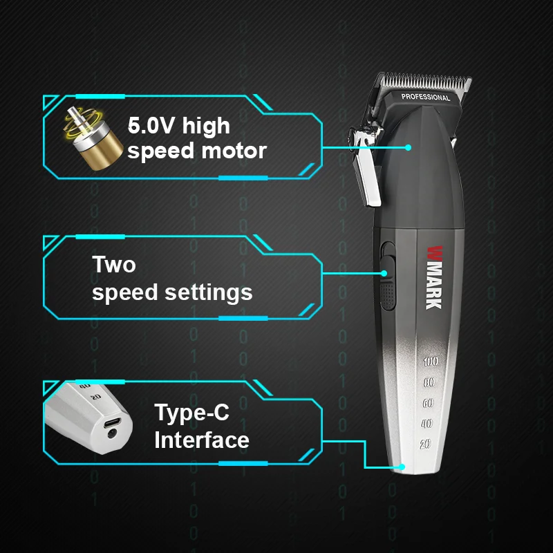 WMARK NG-2038 RTS 9000RPM Super Motor Rechargeable Hair Clippers