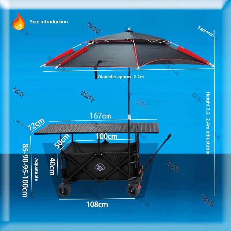 Night Market Stall Cart - Foldable and Adjustable Table Board
