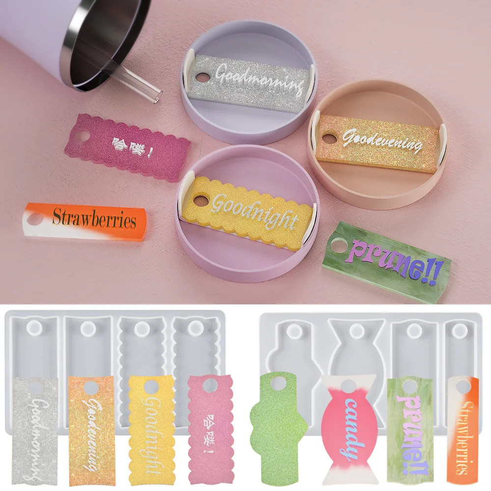 DIY 3D Cup Nameplate Label Resin Silicone Mold 40oz Stanley Cup Straw ...