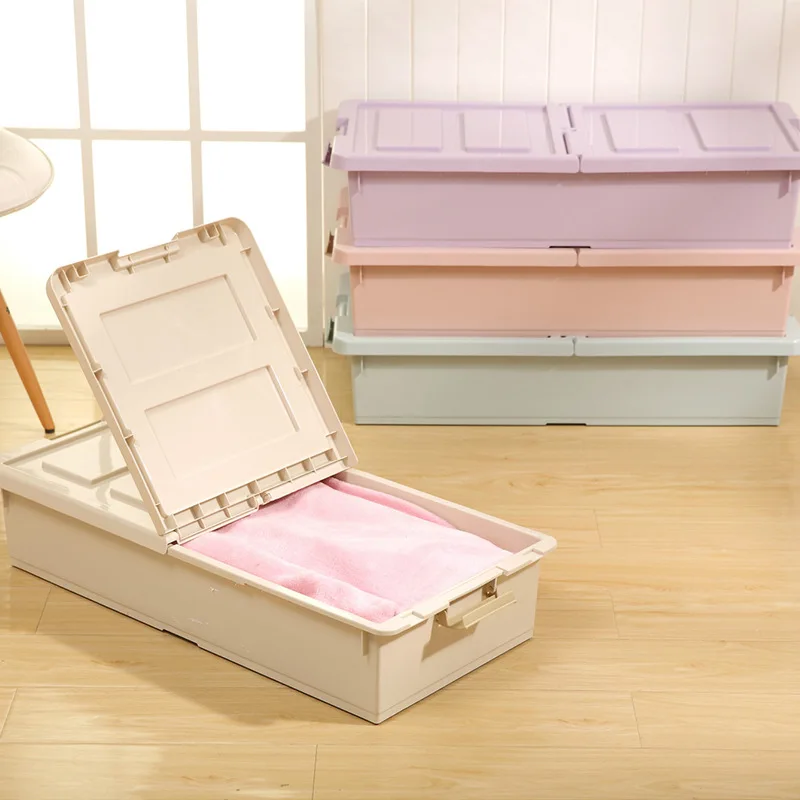 Stackable Plastic Under Bed Storage Bins With Latching Handles And ...