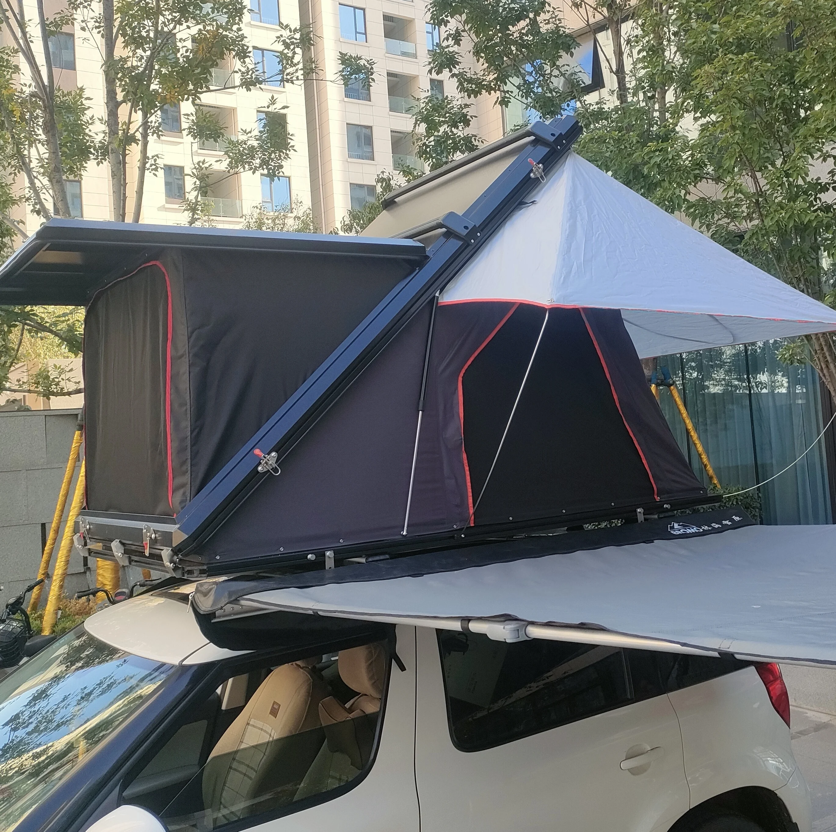 2024 Car Rooftop Tent Mounted Hard Shell Abs 3-4 Person Large Space ...