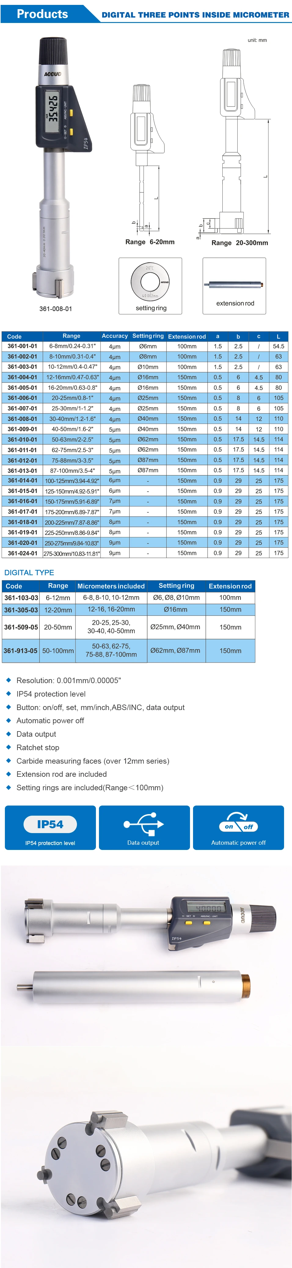 China Best Selling Digital Three Points Inside Micrometer Digital ...