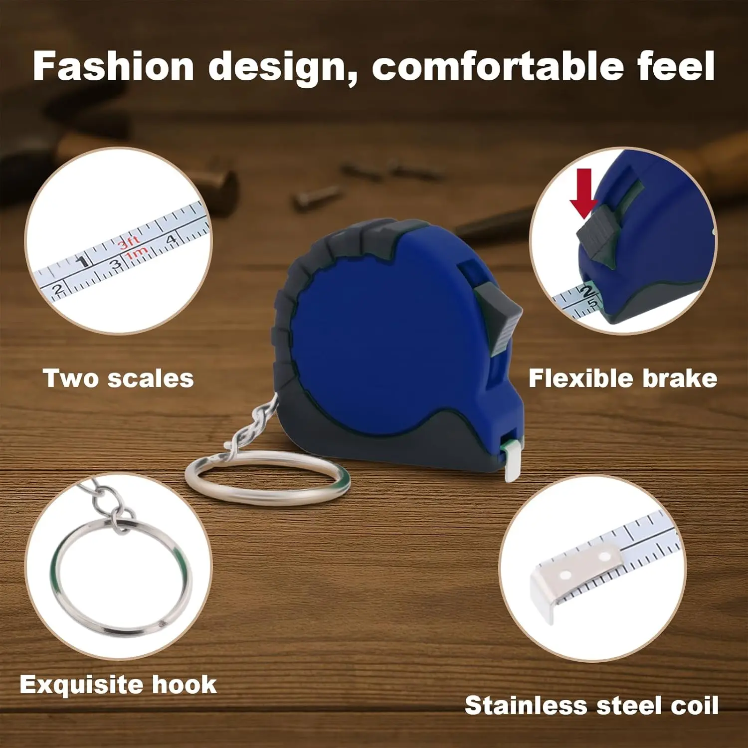 Promotional Portable Mini Steel Tape Measure 1M Keychain