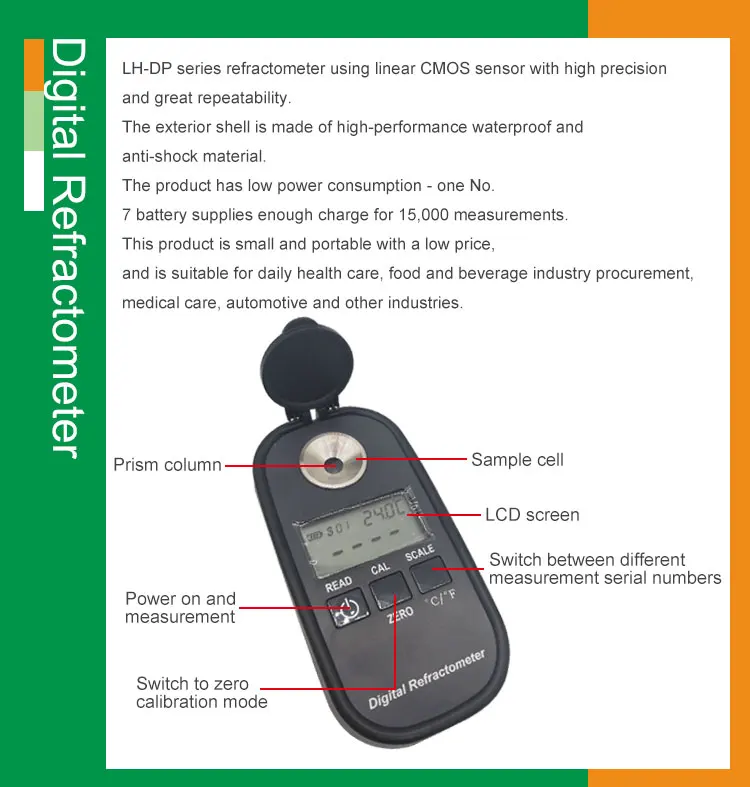 Digital Refractometer for Sugars - 0-50% Brix Calibration