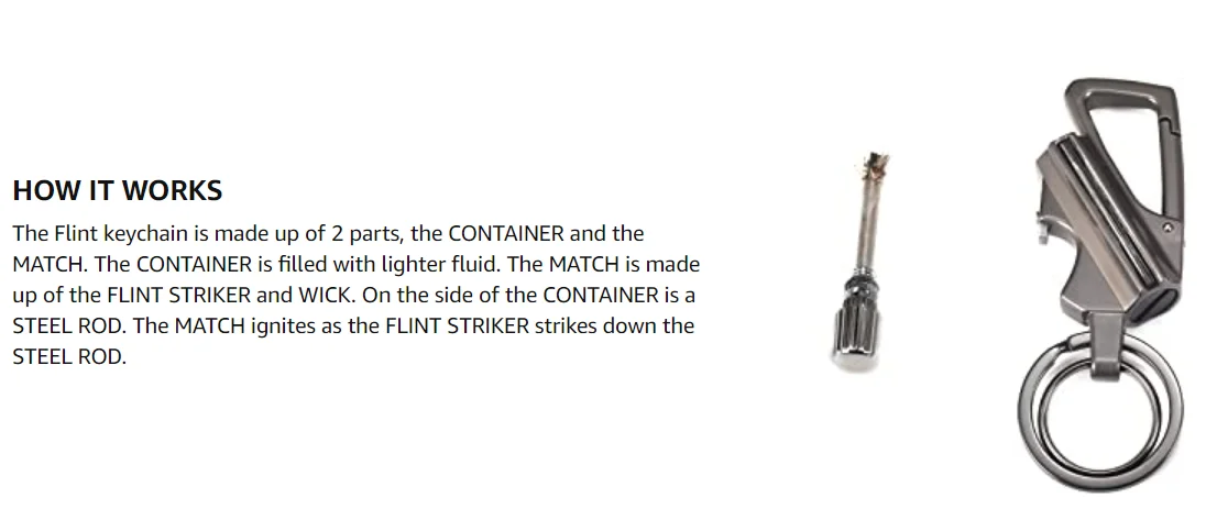 Flint Lighter Keyring - Portable Windproof Gas Key Chain Lighter for ...