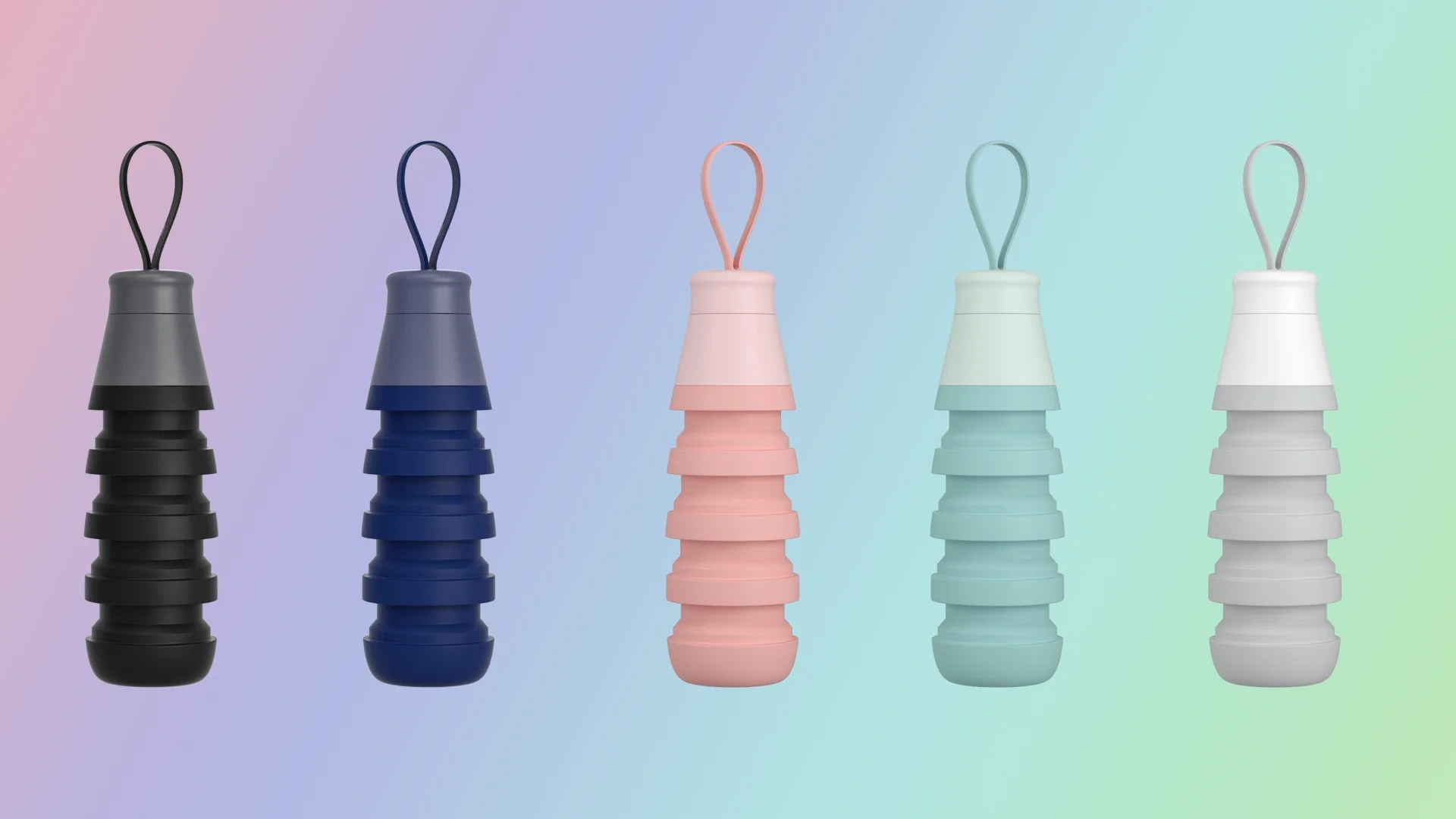 Expandable Bpa Free Collapsible Sports Silicone Drink Bottle Gym Kids ...