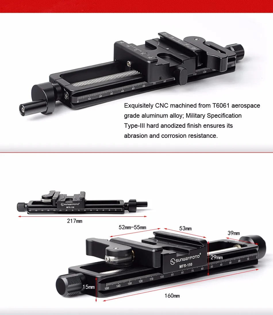 SUNWAYFOTO MFR-150 Macro Focusing Rail - Precision Photography